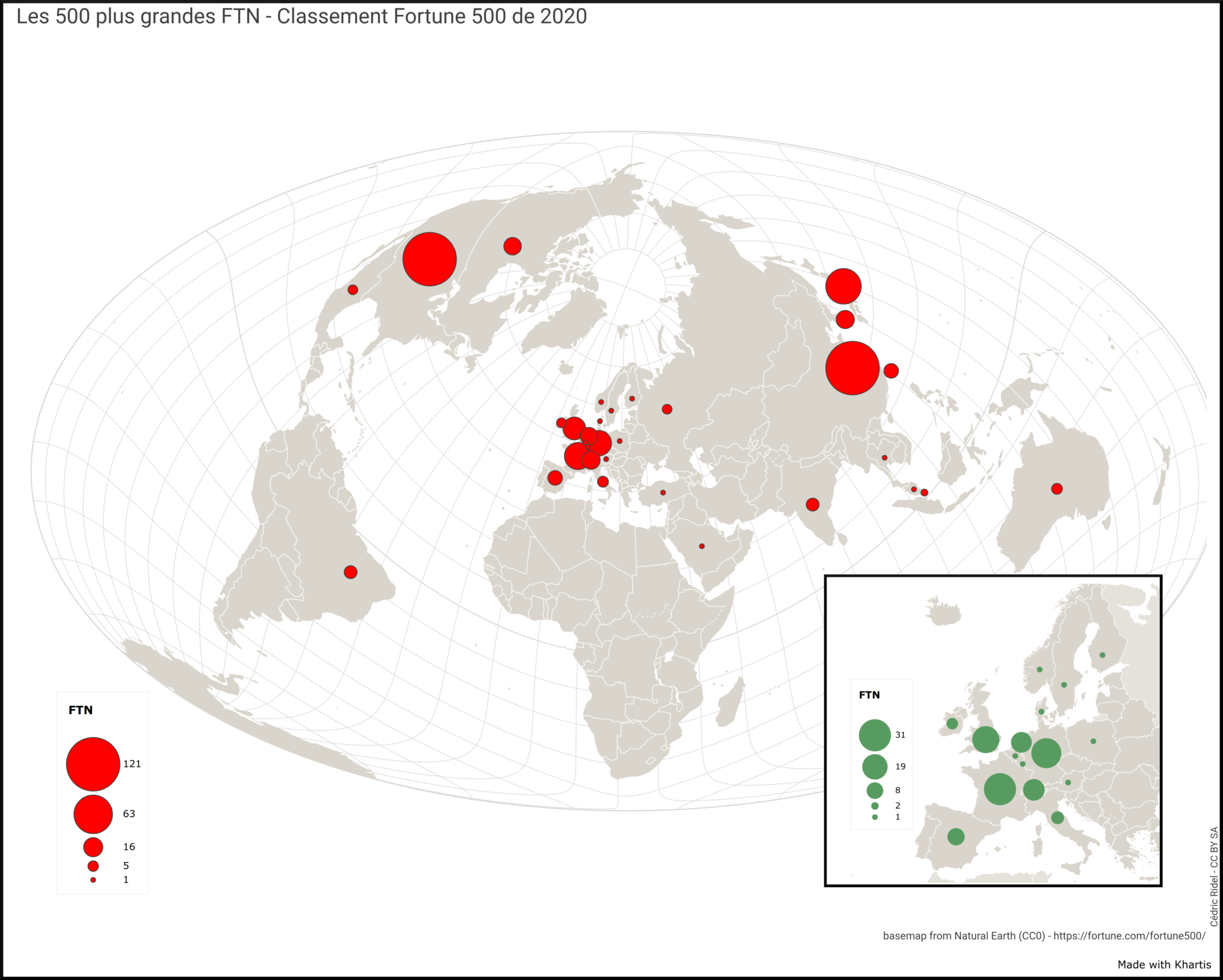 Répartition géographique des 500 plus grandes FTN – Kanaga
